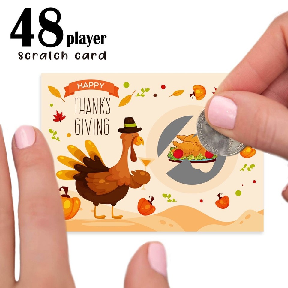 Thanksgiving Party Scratch Game Turkey Cards Holiday Festive Raffle ...