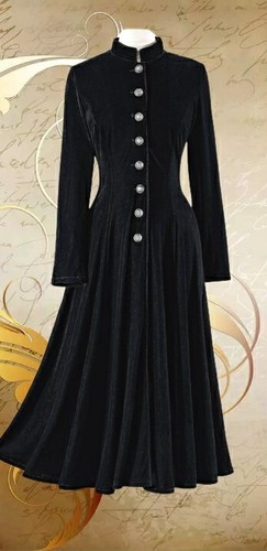 PYRAMID COLLECTION BLACK VELVET COAT GOTHIC COSPLAY STEAMPUNK RENN ...
