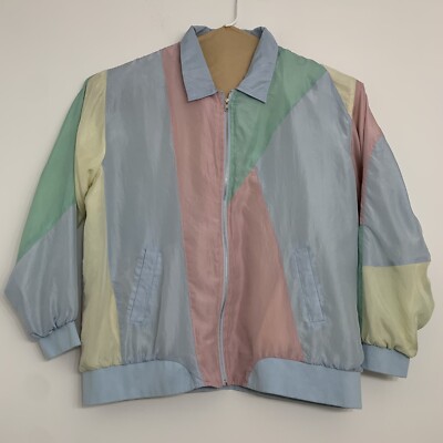 Vintage 80s 90s Blair Womens XXL Silk Jacket Pastel Patchwork ...