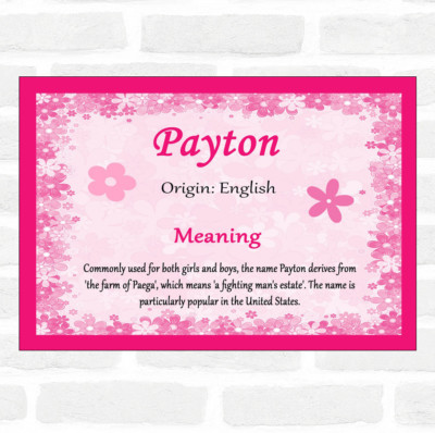 Payton Name Meaning Pink Certificate | eBay UK