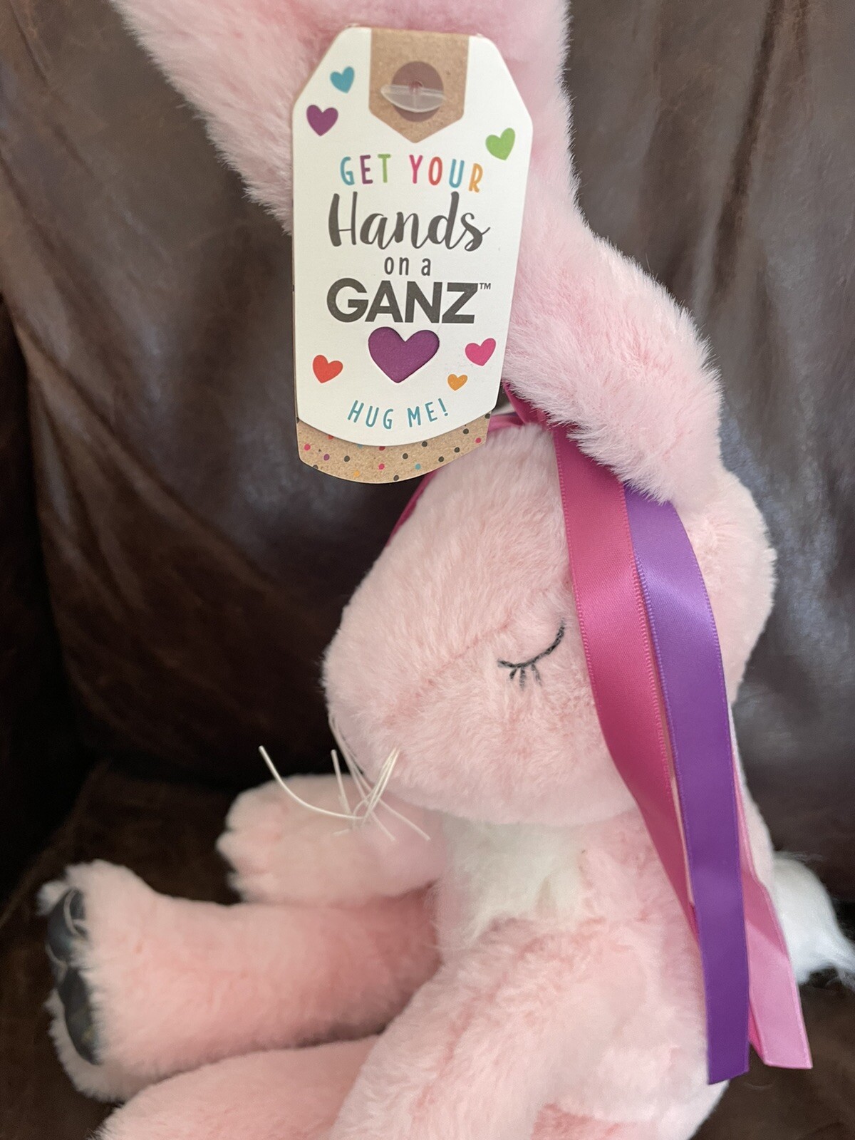 Get Your Hands On A Ganz Bunny Rabbit Sleepy Eyes Plush Pink Soft | eBay