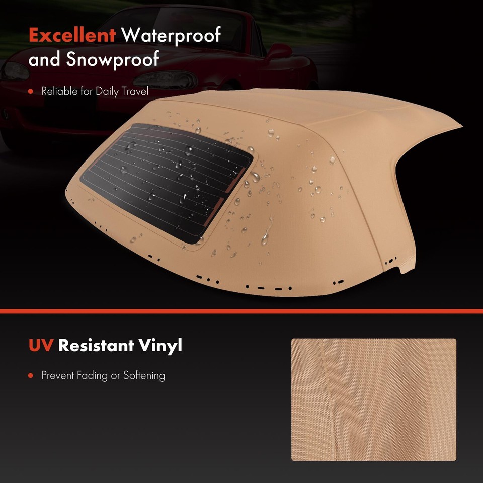 Tan Convertible Soft Top w/ Glass Window for Mazda Miata 1990-97 99-05 ...
