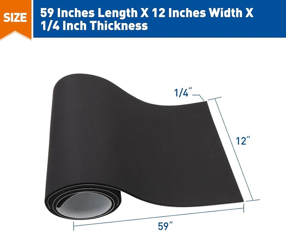 Adhesive Rubber Mat 1/4 Inch Thick 12 W X 59 L High Density Neoprene ...