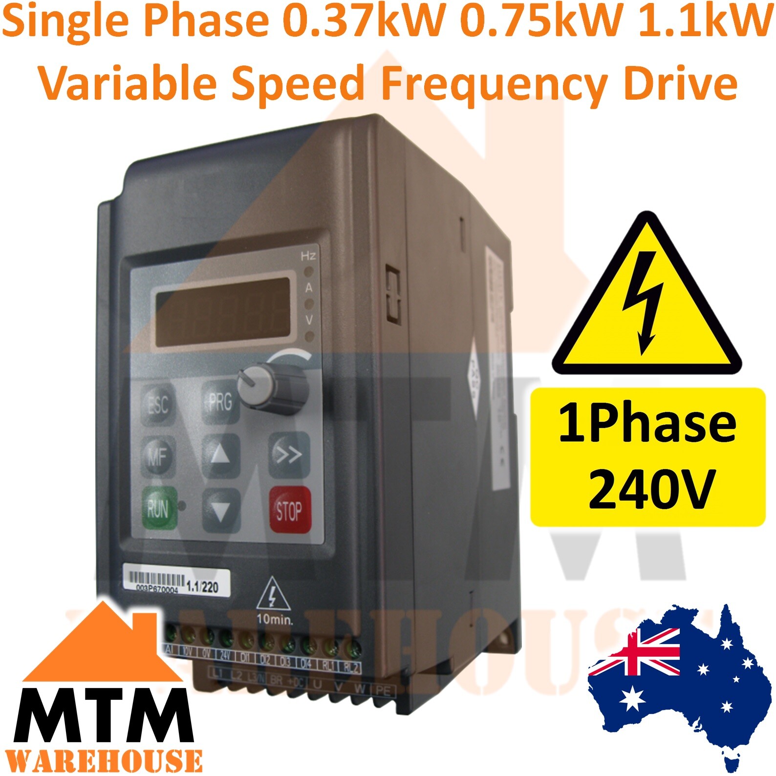 1Ph 0.37kW 0.75kW 1.1kW VSD VFD Variable Speed Frequency Drive Inverter ...