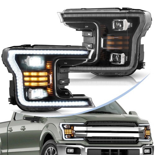 VLAND Black LED Headlights Fit 2018-2020 Ford F150 Pair Front Lamps F ...