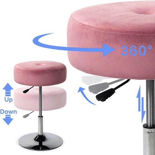 Swivel Dressing Table Stool Chair Velvet Makeup Padded Bedroom ...