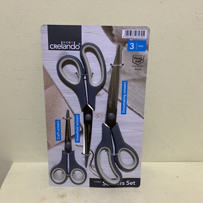 Crelando 3 Pack Scissors Set Stainless Steel Dressmaking, Household ...