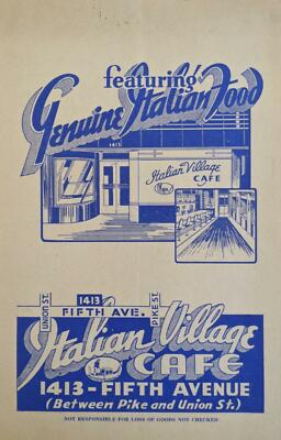 1948 Italian Village Cafe Restaurant Seattle Washington Fifth Ave ...