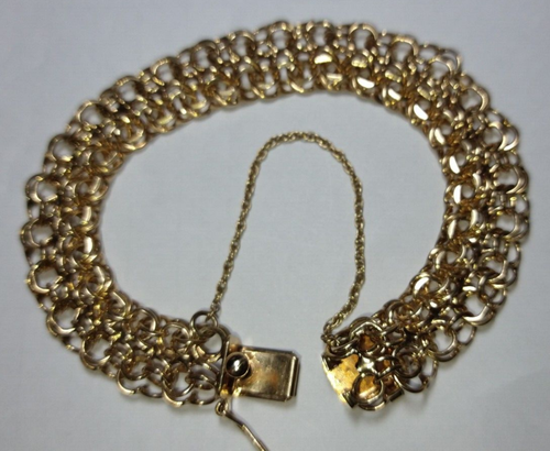 Solid 13k gold bracelet with small 10k safety chain 20 grams | eBay