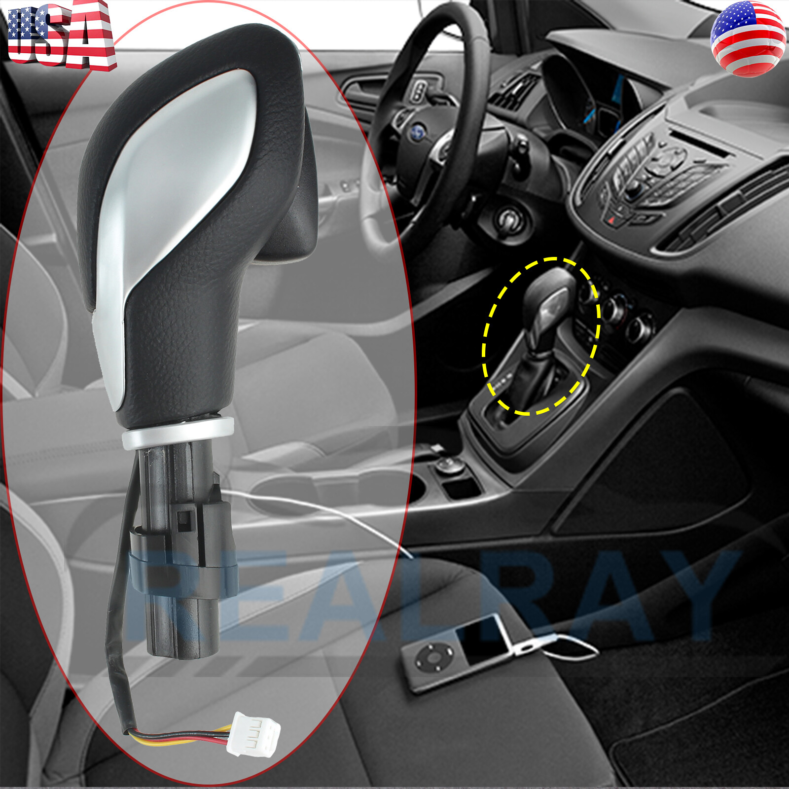 New Gear Shift Knob Shifter Lever For 2013 2014 2015 Ford Escape 1.6L 2 ...