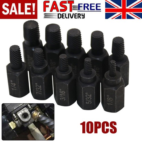 10Pcs Screw Extractor Easy Out Drill Bits Set Broken Damaged Bolt Stud ...