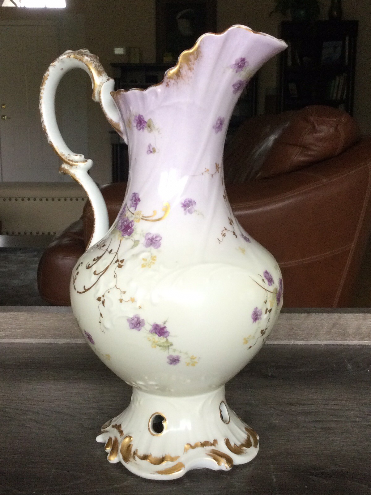 Limoge J. Pouyat JPL France Porcelain Pitcher Embossed Decor Pristine ...