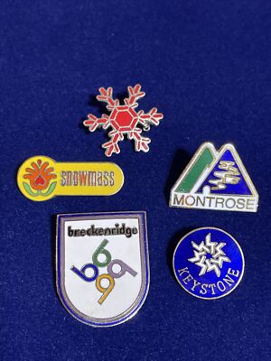 Lot of 5 Vintage Colorado Enamel Ski Pins Snowmass Keystone ...