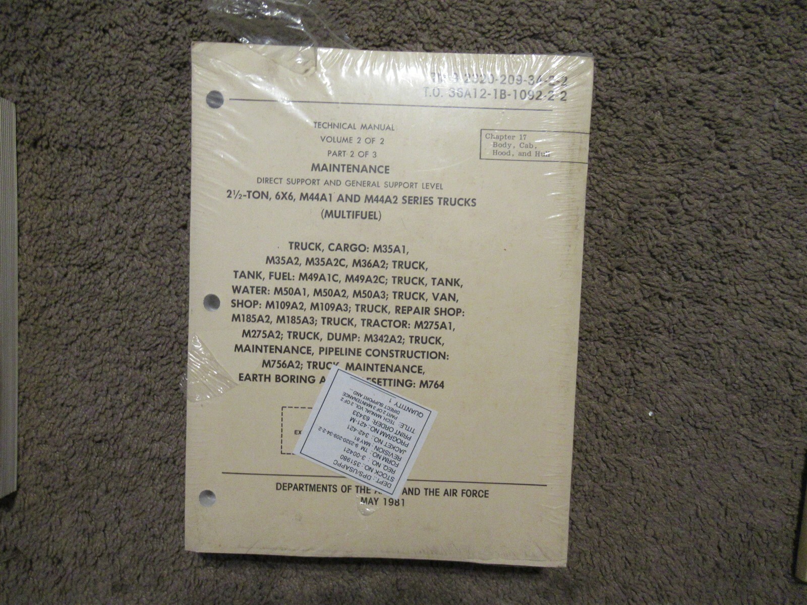 Military Book for 2 1/2 Ton, 6x6, M44A1 and M44A2 Series Trucks, New | eBay