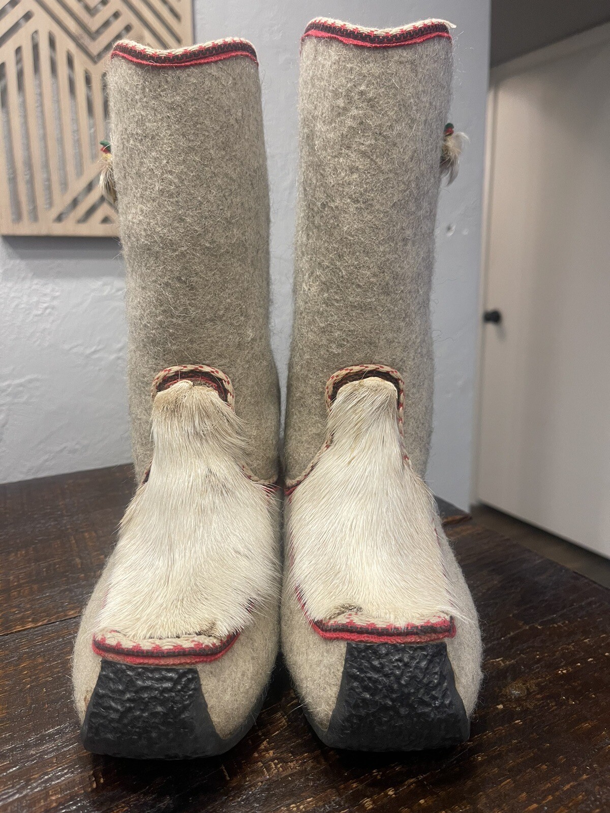 Scandinavian Wool Felt Boots Sami Boots Gray Lappish … - Gem