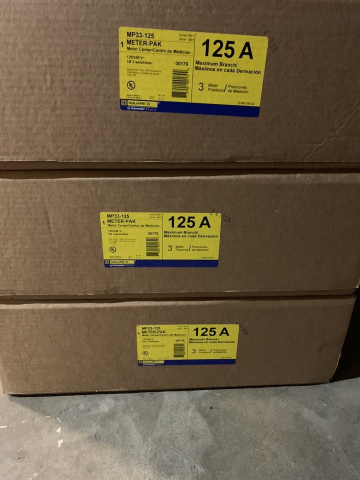 Square D MP33125 300 Amp 3 Gang 125A Meter OH/UG MP33-125 as WEP3311 ...