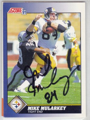 Pittsburgh Steelers MIKE MULARKEY Autograph auto signed 1991 SCORE card ...