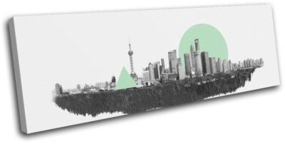 Shanghai Abstract Geometric Floating City SINGLE TELA parete arte foto ...