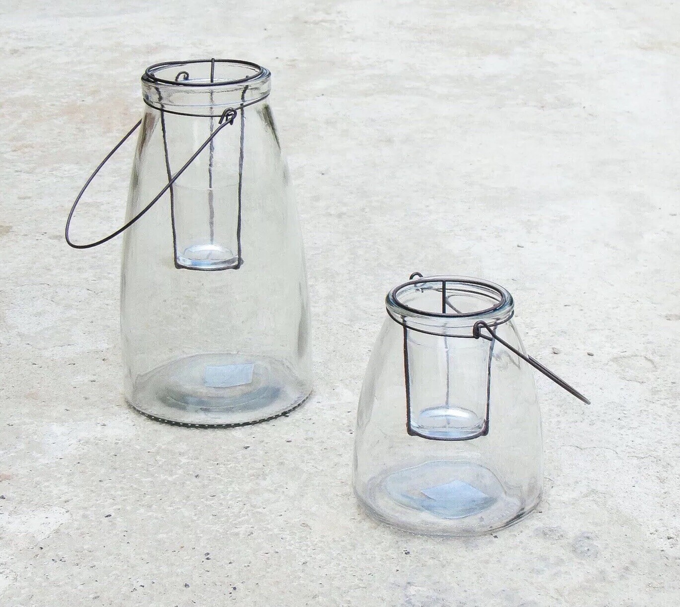 Vintage Style Rustic Glass Lantern Tea-light Votive Candle Holder Small ...