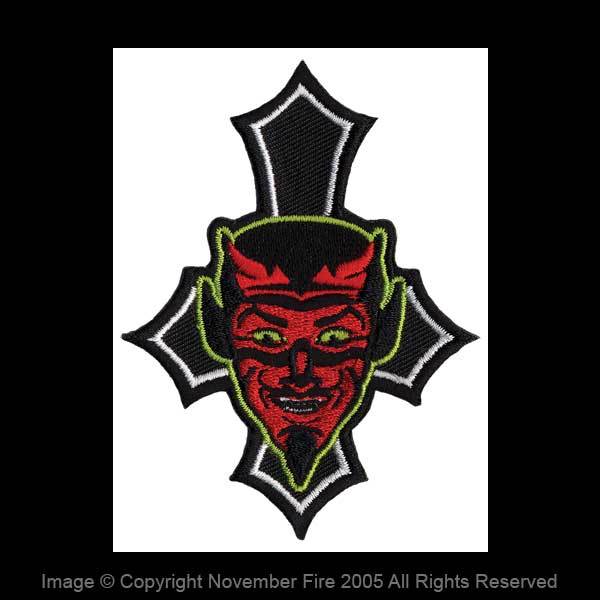 Patch Cross the Devil Hail Satan Inverted Cross Metal Punk Horror Hell ...