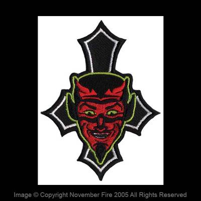 Patch Cross the Devil Hail Satan Inverted Cross Metal Punk Horror Hell ...
