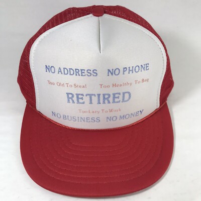 VTG RETIRED Truckers Hat Too Old Lazy Rope SnapBack No Money Mesh Cap ...