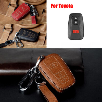 Genuine Leather Car Key Fob Case Cove For Toyota Prius Camry Avalon ...