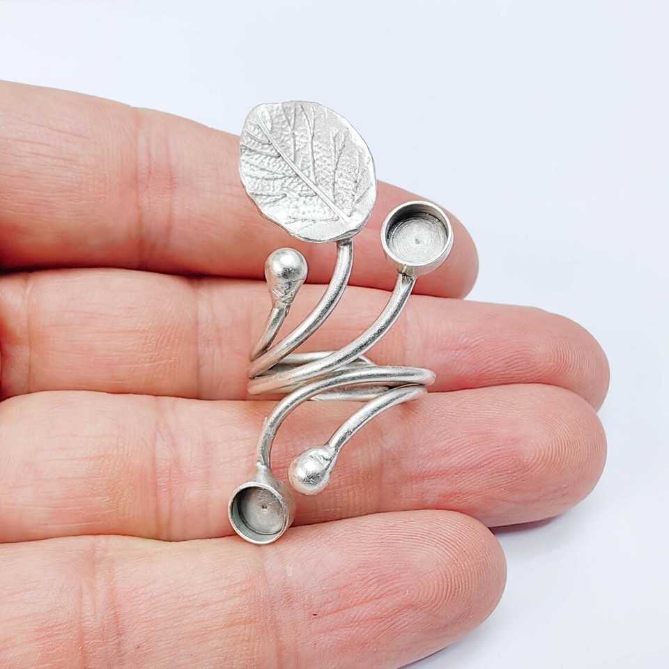 Leaf Ring, Setting Blank Cabochon Mounting Adjustable Brass 6mm G37562 ...