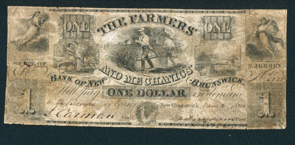 $1 1840 The Merchants and Mechanics' Bank of New-Brunswick Obsolete ...