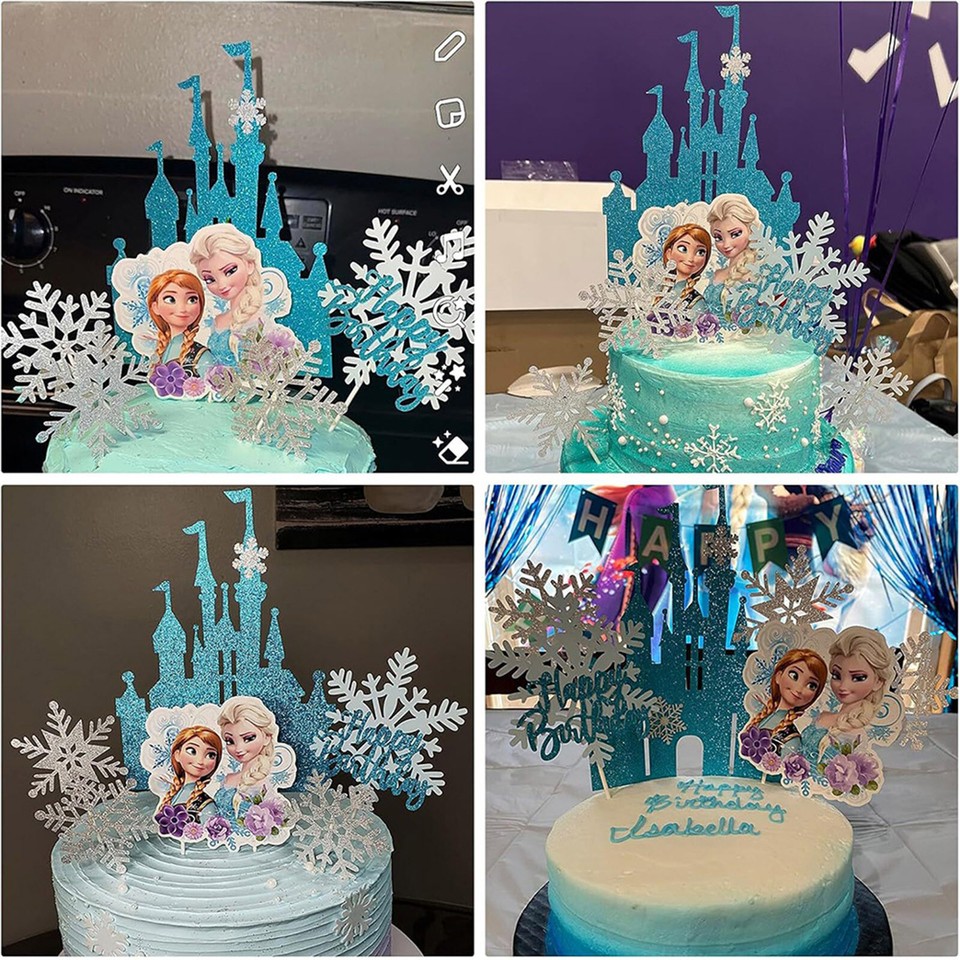 6pcs Happy Frozen Birthday Princess Elsa Cake Topper Decoration | eBay UK