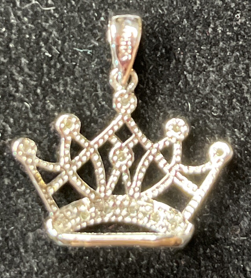 Sterling Silver & Diamond Beauty Queen Crown Pendant | eBay