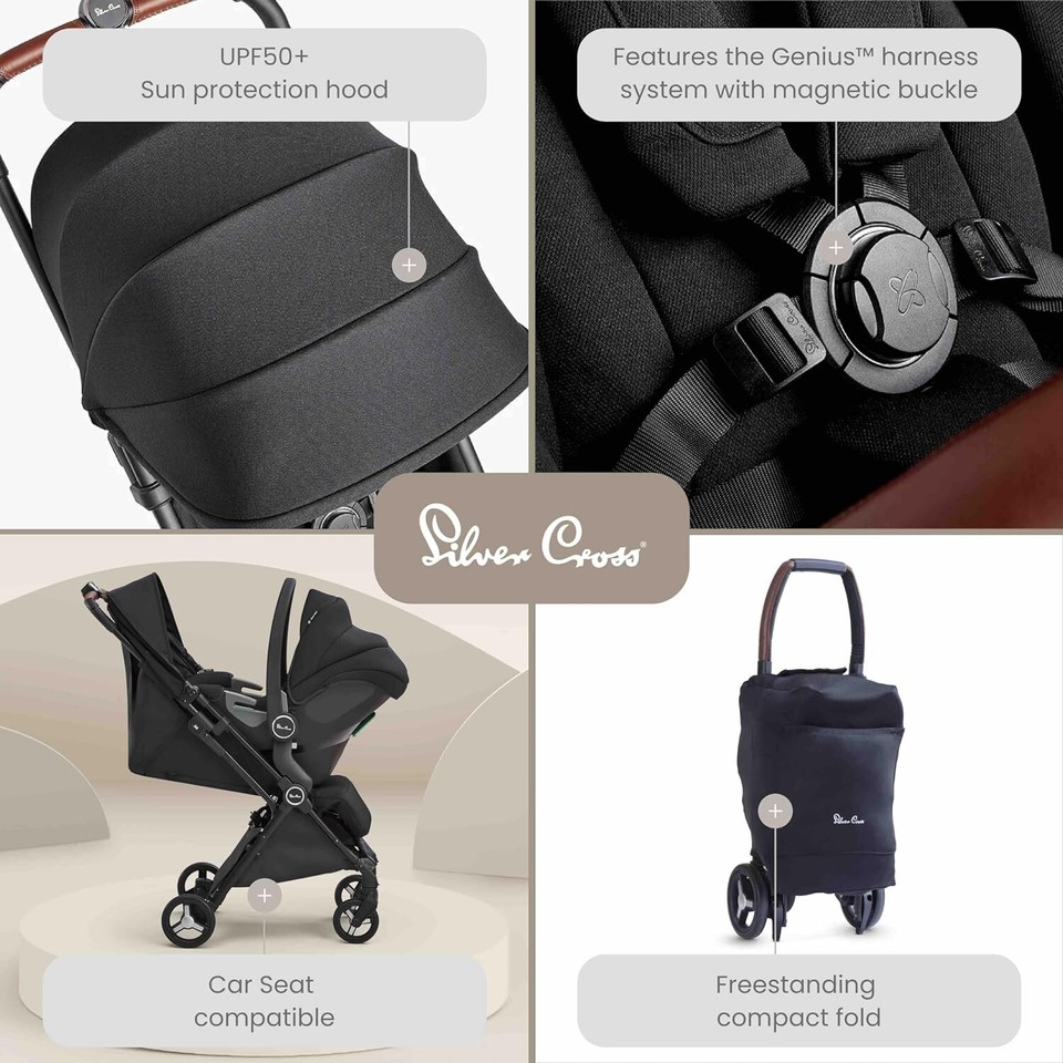 Silver Cross Jet 4 Super Compact Stroller TSA Approved - Black BrandNew ...