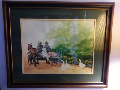 Deb Corbin?Med oil Painting Signed Framed 22×18 Amish original folk art ...