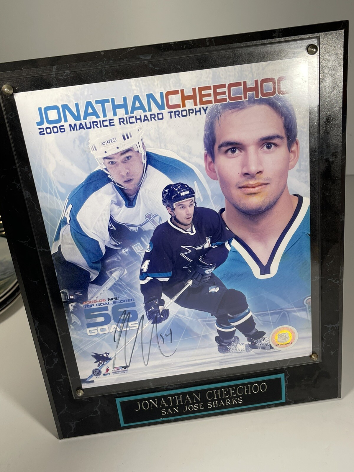 San Jose Sharks Jonathan Cheechoo authographed picture Frame Certified ...