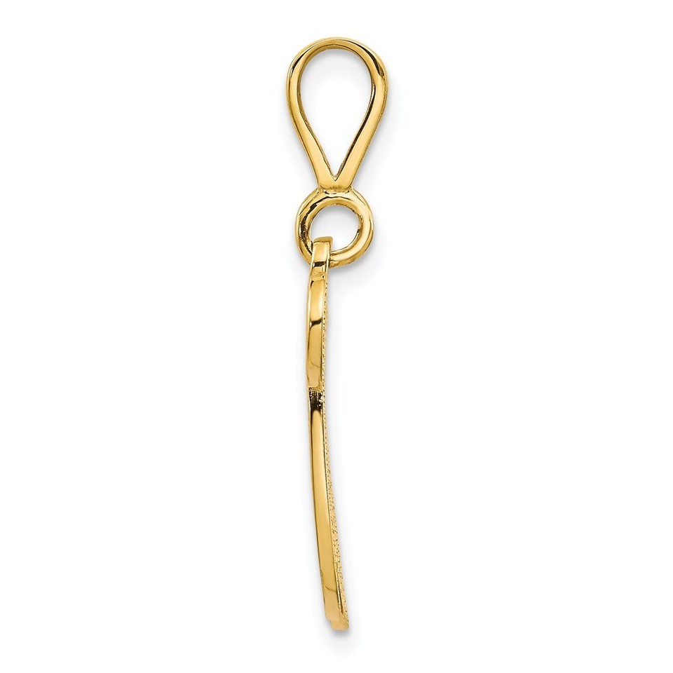 Real 14kt Yellow Gold Polished Script Filigree Letter W Initial Pendant ...