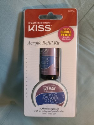 NEW KISS SALON ACRYLIC REFILL KIT #AK300 POWDER & LIQUID Bubble Free ...