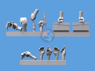 Royal Model 1/16 120mm Assorted German Soldier's Hands Set WWII (11 ...