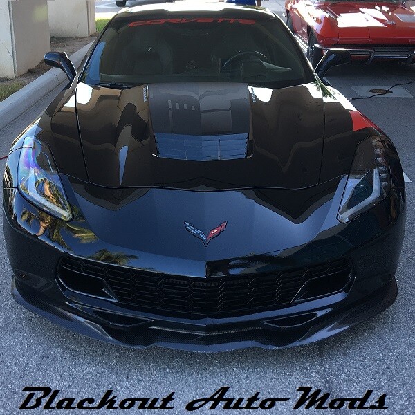2015-2019 C7 Corvette Carbon Fiber Hood Stinger Decal With Matte Black ...