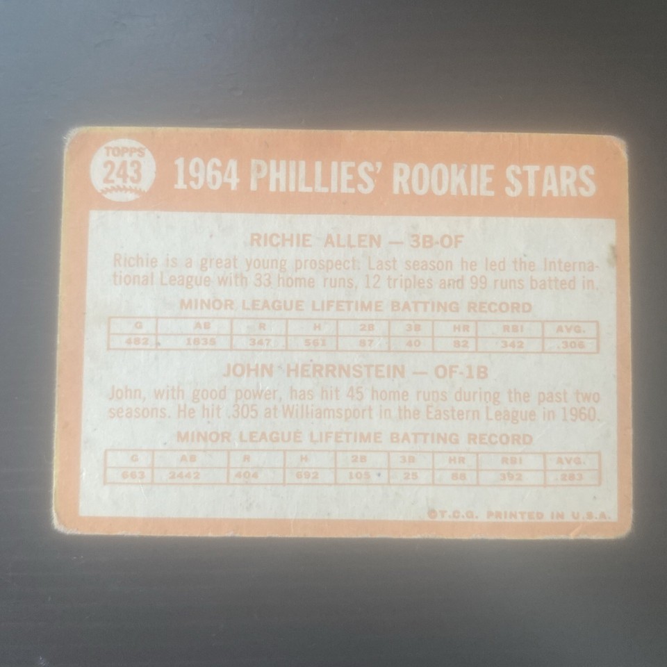 1964 Topps - 1964 Rookie Stars #243 Dick Allen, John Herrnstein (RC) | eBay