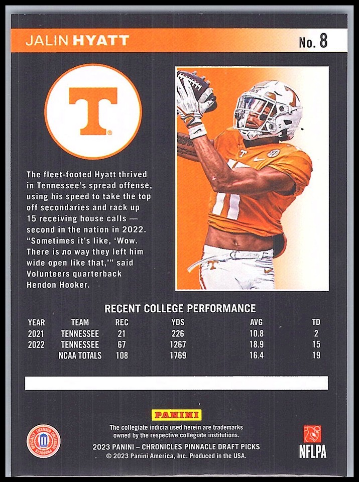 2023 Chronicles- Pinnacle #8 Jalin Hyatt | eBay