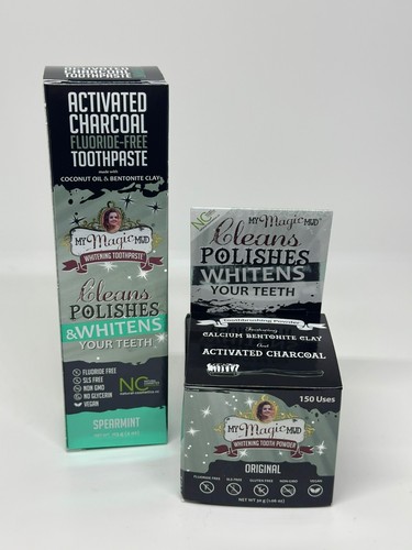 My Magic Mud Activated Charcoal Spearmint Toothpaste & Whitening Tooth ...