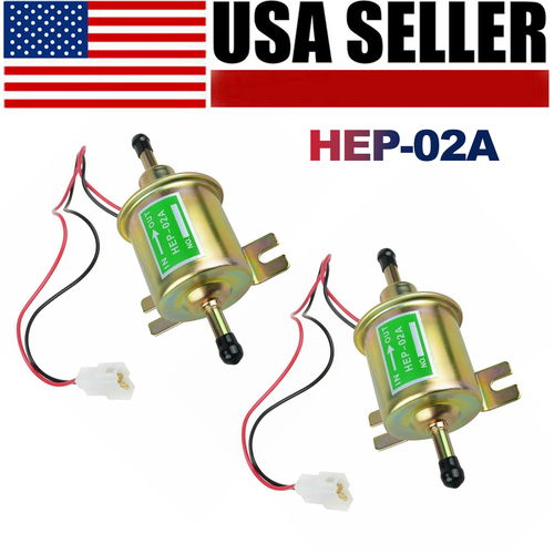 2PCS Electric Fuel Pump HEP-02A 2.5-4PSI 12V Inline Low Pressure Gas ...