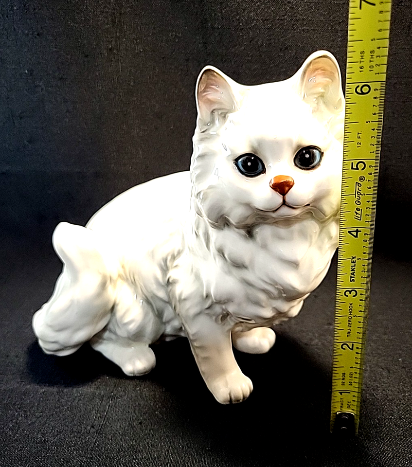 Andrea By Sadek Vintage Blue Eyed White Kitty Cat Figurine 6.5"×7" | eBay