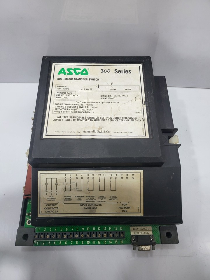 ASCO Series 300 Auto Transfer Switch Control Module 400AMP 480V 3PH | eBay