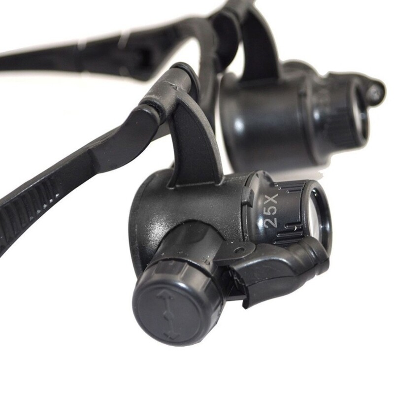 10X 15X 20X 25X LED Double Eye Jeweler Repair Watch Magnifier Loupe ...