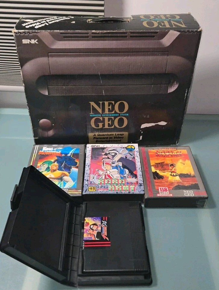 SNK NEO GEO AES Console In Box + 4 Games Tested And Working!! Read ...