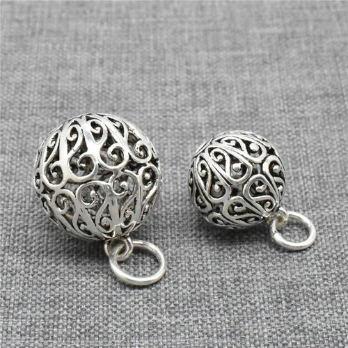 2 Sterling Silver Filigree Charms 925 Silver Spiral Round Ball Necklace ...