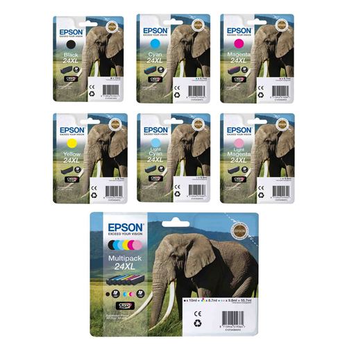 Epson 24XL Ink Cartridges Elephant Series CMYK for Epson XP760 XP950 ...