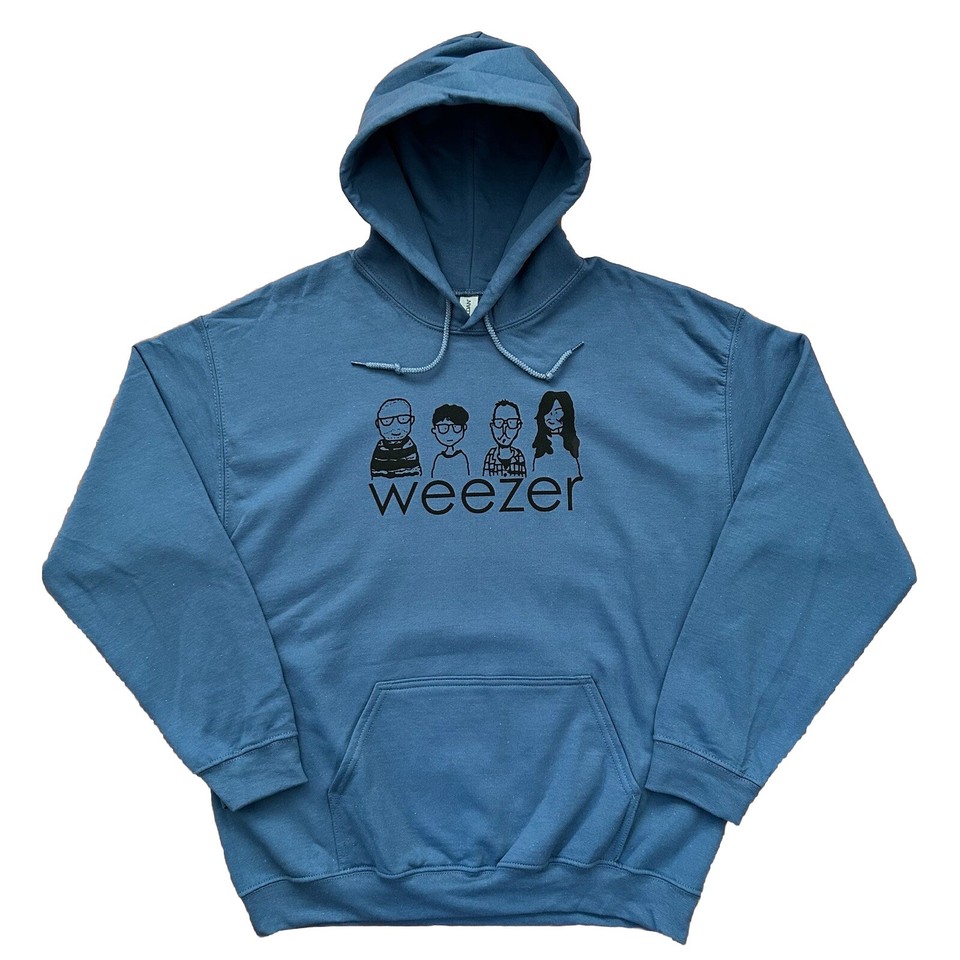 Weezer Hoodie Sweatshirt Pullover NEW Indigo Blue Mens Unisex Fit Size ...