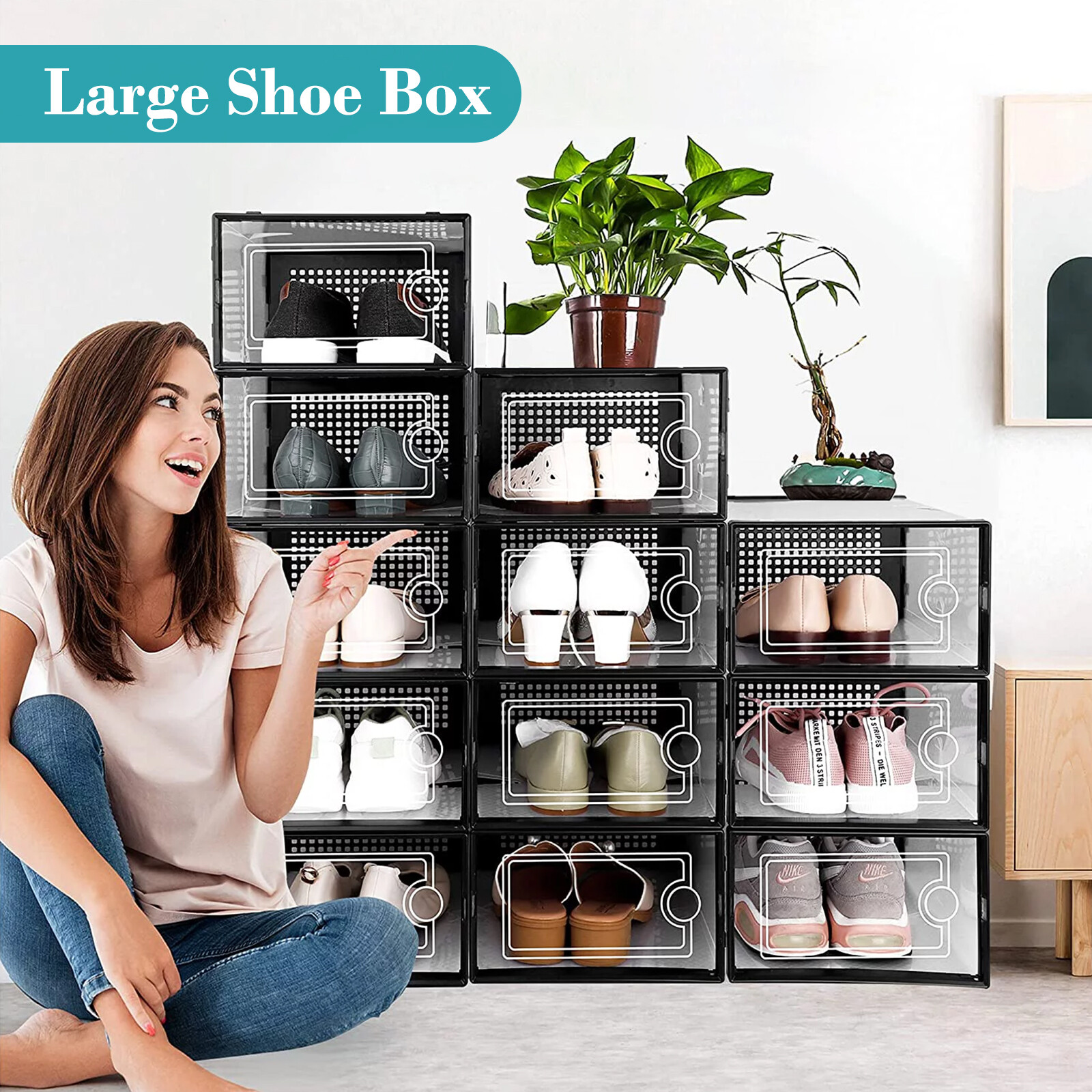 24 Pack Shoe Shoe Organizers Storage Boxes Stackable Box Containers ...